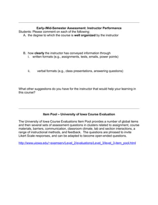 Early-/Mid-Semester Assessment | PDF