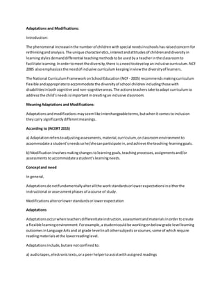 Curriculum Adaptations/Modifications disability wise B.Ed notes study ...