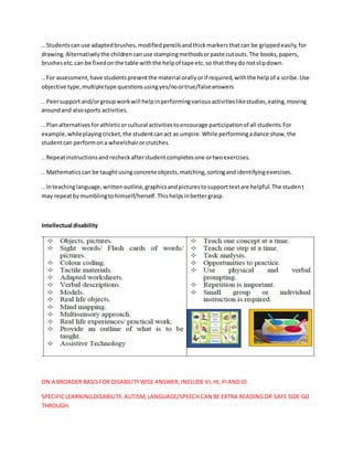 Curriculum Adaptations/Modifications disability wise B.Ed notes study ...