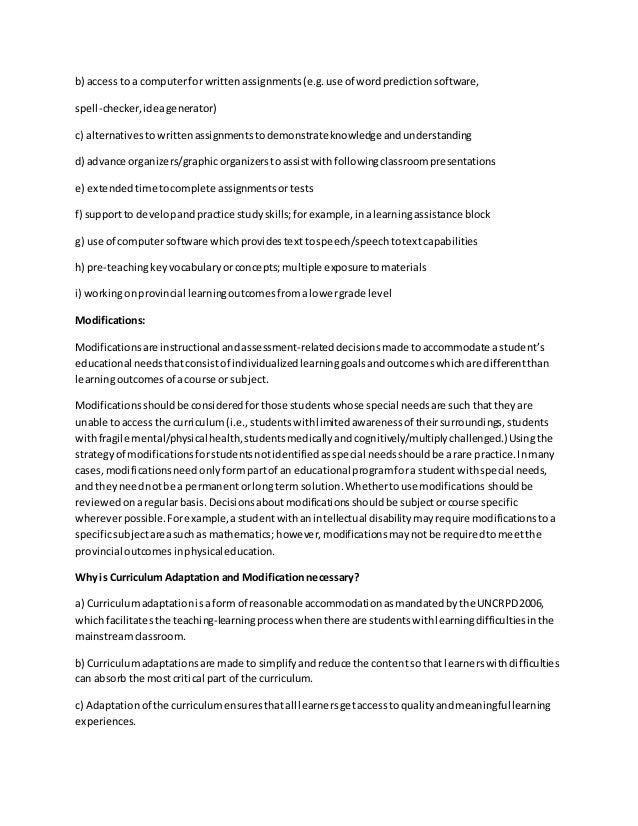 Curriculum Adaptations/Modifications disability wise B.Ed notes study…