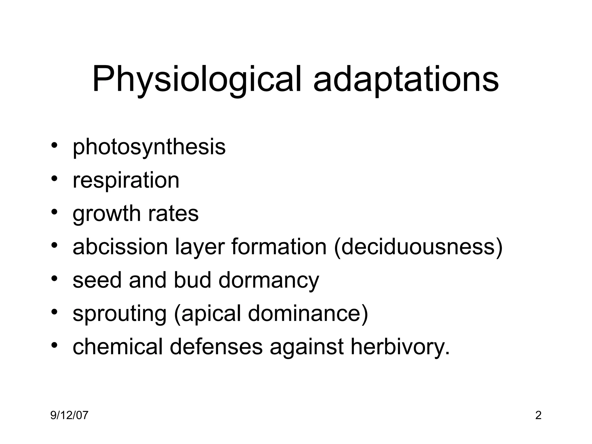 Plant Adaptations to the Environment (Part 2: Physiological and ...