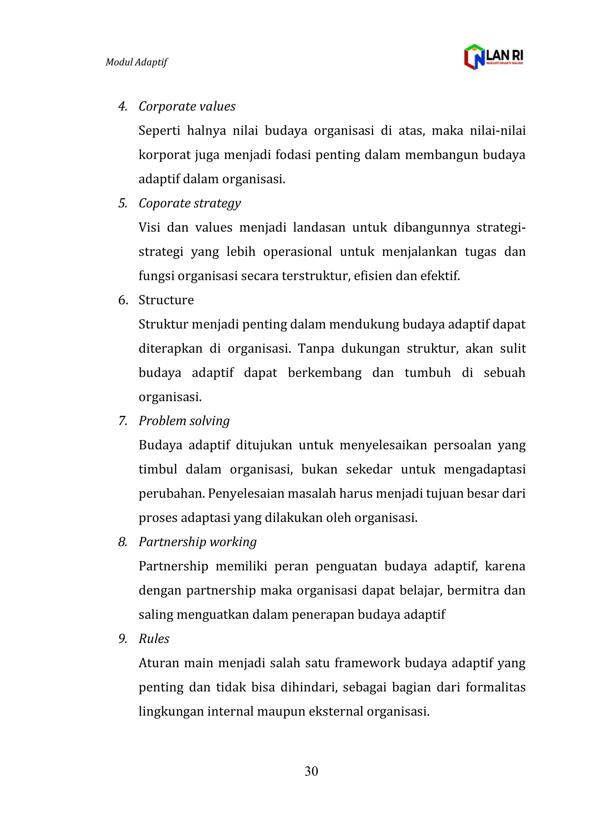 modul adaptif latsar cpns nilai nilai berakhlak | PDF