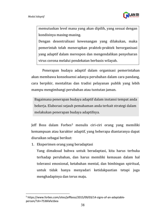 modul adaptif latsar cpns nilai nilai berakhlak | PDF