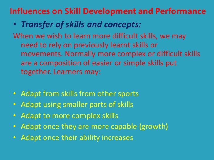 Adapting & applying for a skilled performance