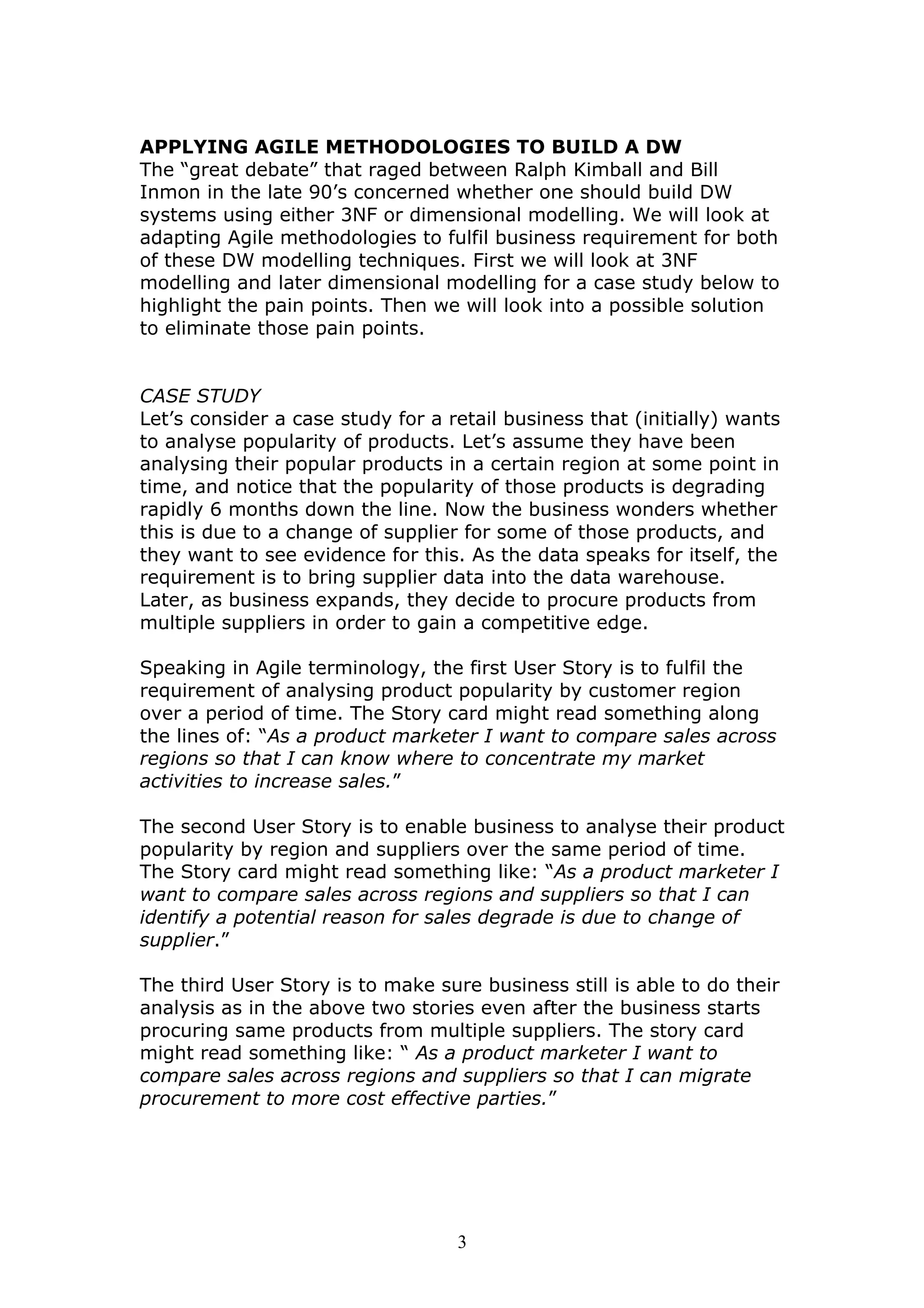 Adapting data warehouse architecture to benefit from agile methodologies | PDF