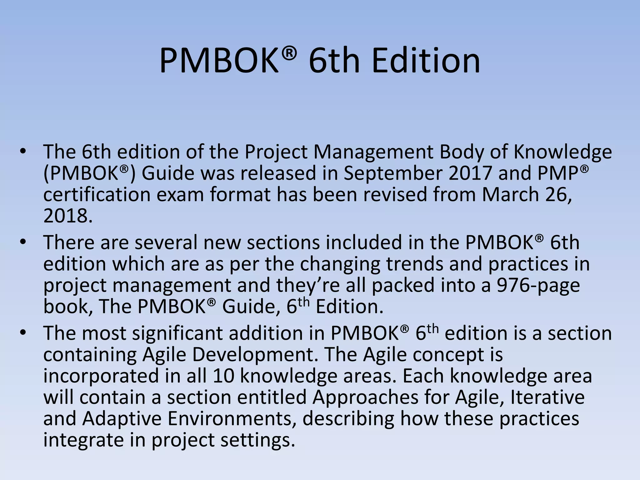 What's new in pmbok guide 6th edition | PPTX