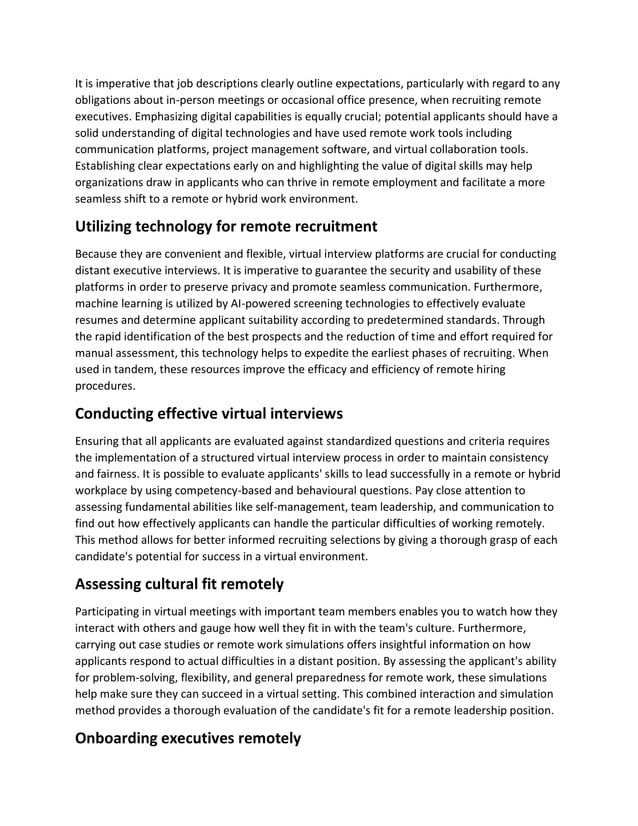 Adapting To Remote Executive Recruitment | PDF