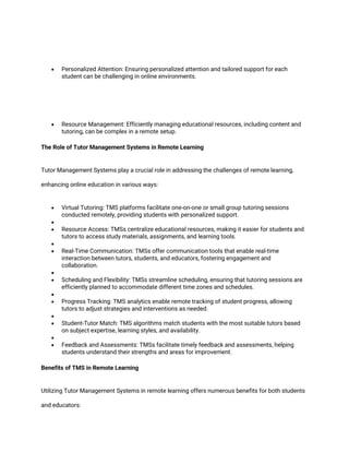 Adapting to Remote Learning: Tutor Management Systems for Online ...