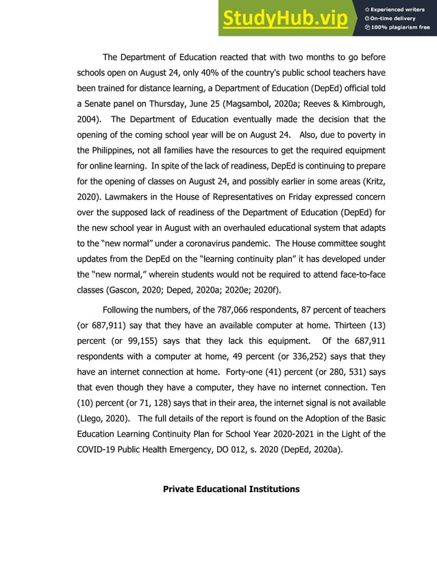 ADAPTION AND IMPLEMENTATION OF THE NEW NORMAL EDUCATIONAL SYSTEM IN THE ...