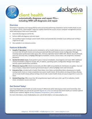 Adaptiva Client Health | PDF