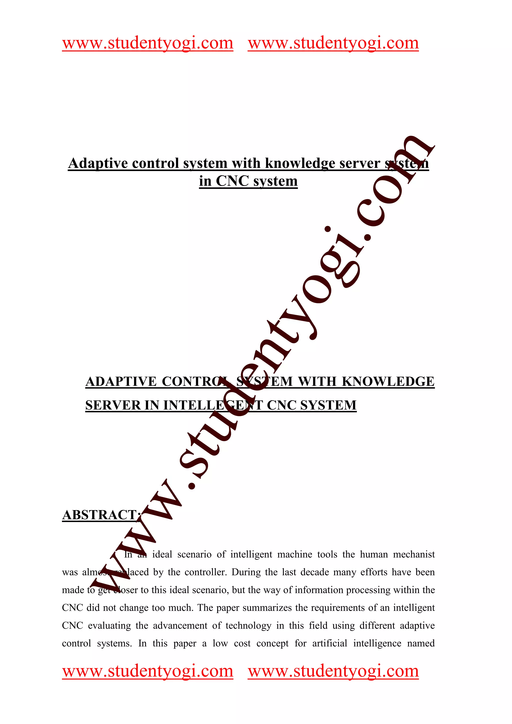 Adaptive Control Systems Paper Presentation | PDF
