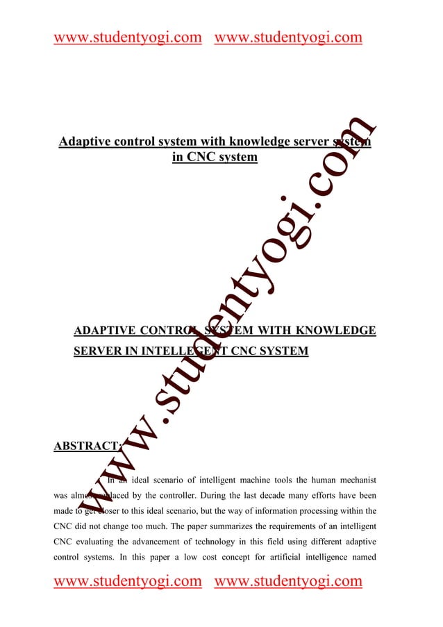 Adaptive Control Systems Paper Presentation | PDF
