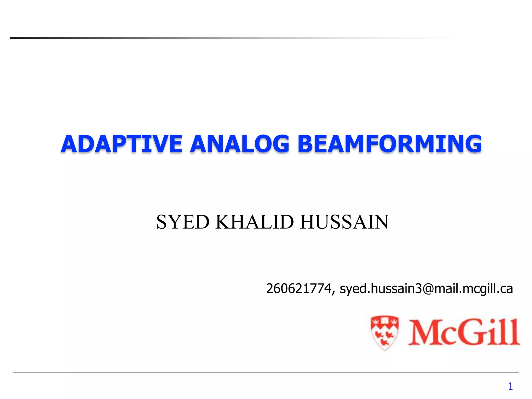 Adaptive analog beamforming | PPTX