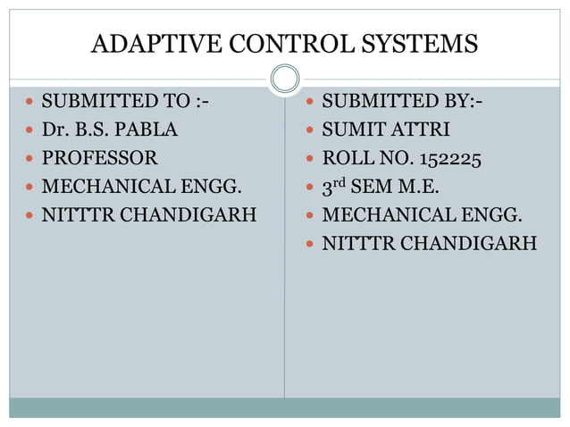 adaptivecontrol ppt for computer Integrated | PPT