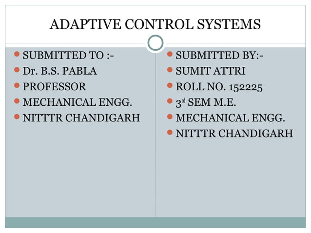 Adaptive control System | PPT