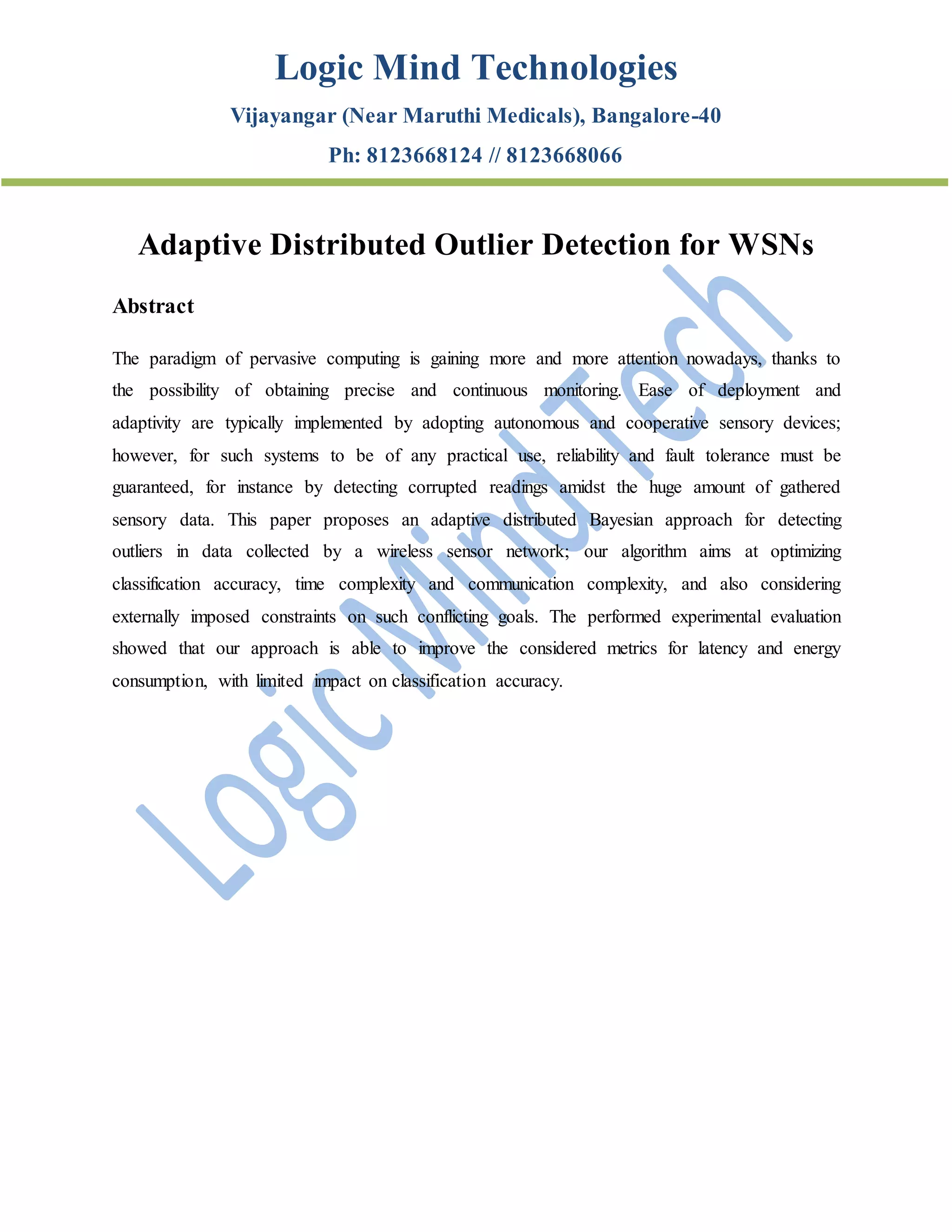 Adaptive distributed outlier detection for ws ns | PDF