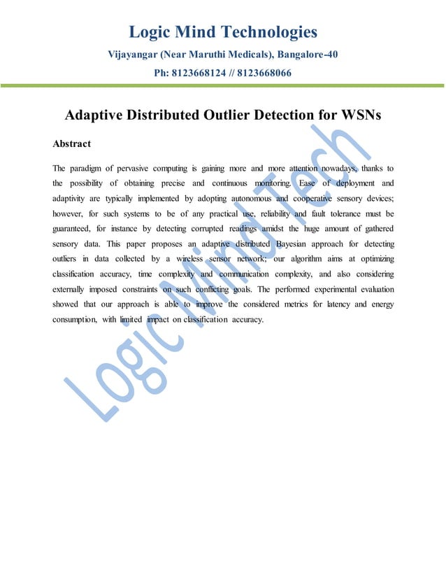 Adaptive distributed outlier detection for ws ns | PDF