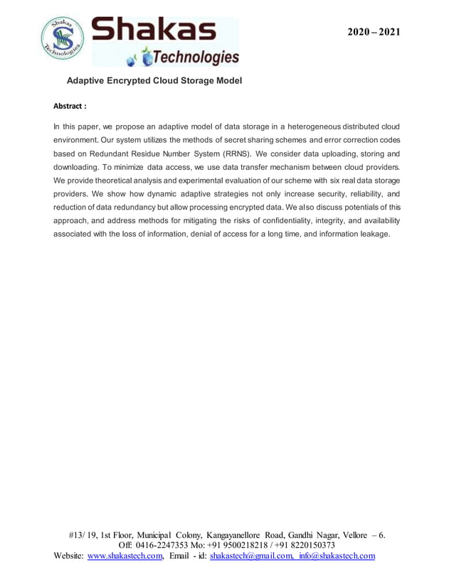 Adaptive Encrypted Cloud Storage Model Pdf