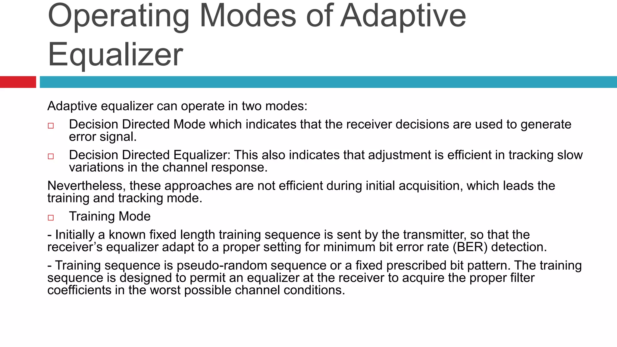 Adaptive equalization | PPTX