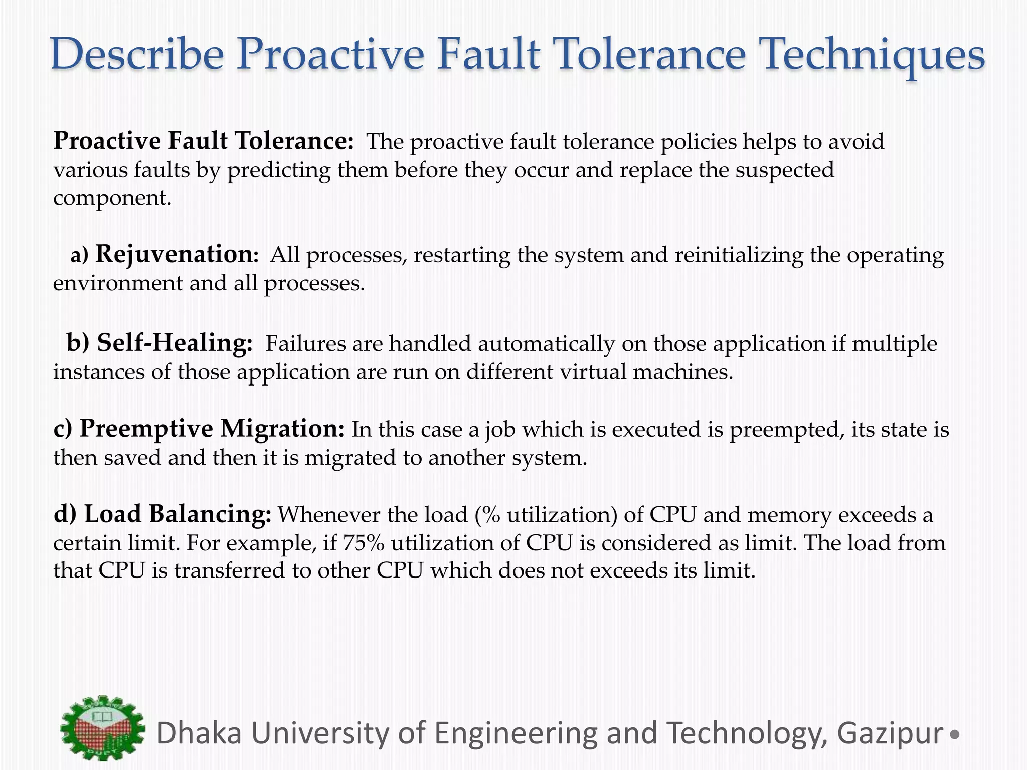 Adaptive fault tolerance in cloud survey | PPT | Cloud Computing | Internet