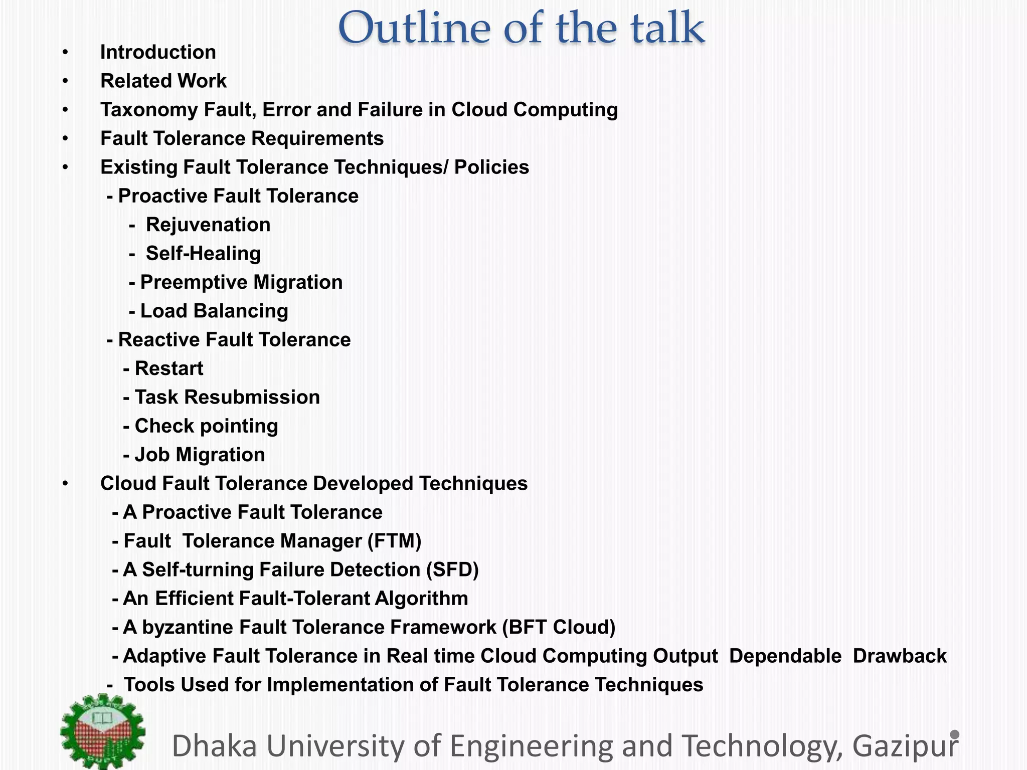 Adaptive fault tolerance in cloud survey | PPT | Cloud Computing | Internet