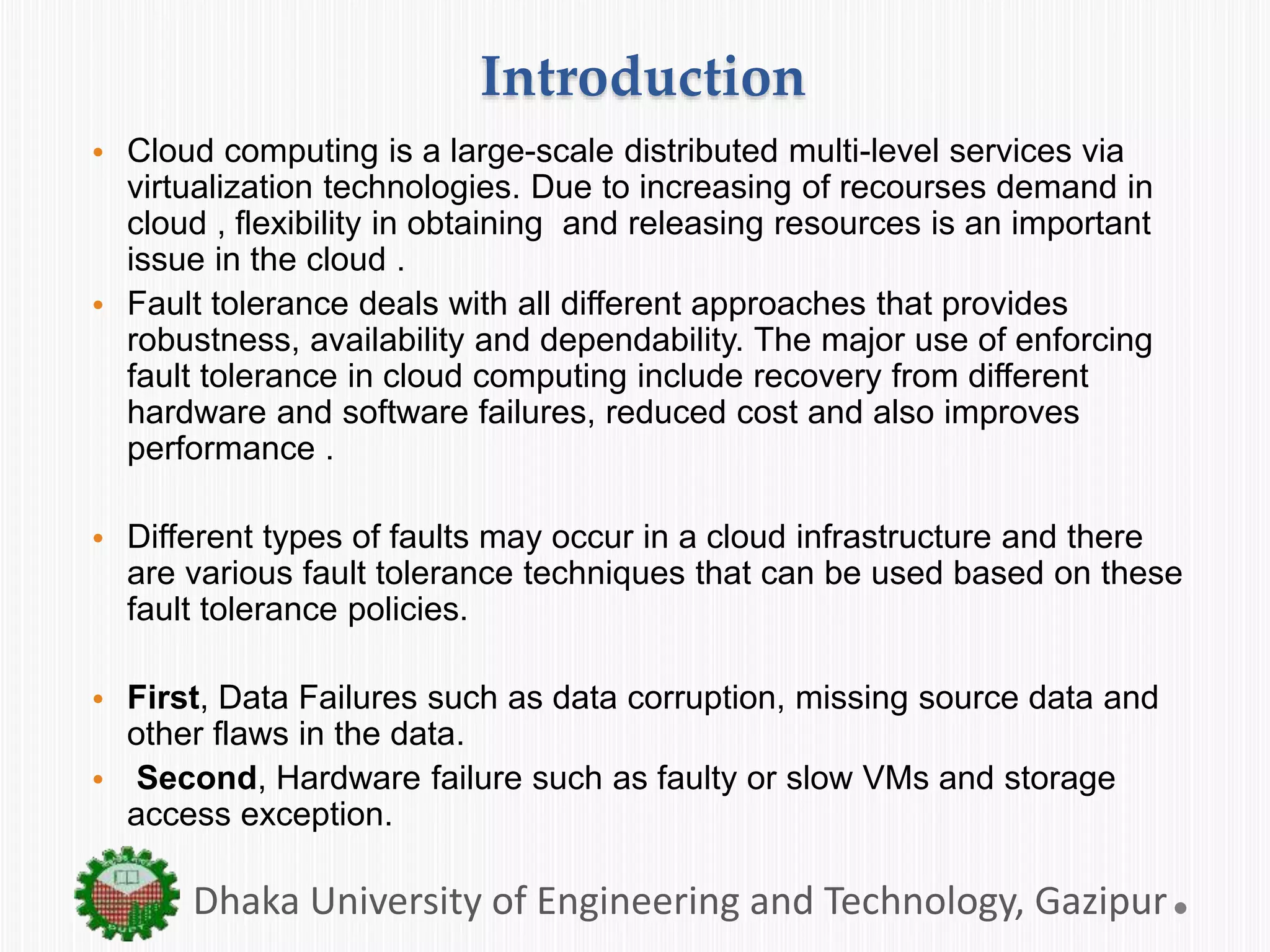 Adaptive fault tolerance in cloud survey | PPT | Cloud Computing | Internet