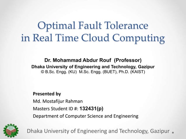 Adaptive fault tolerance in real time cloud_computing | PPT