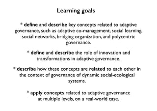 Adaptive governance 2016 intro lecture | PDF