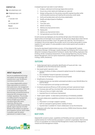 GLOBAL LIFE SCIENCES COMPANY USES ADAPTIVEGRC SUITE TO MANAGE RISK ...