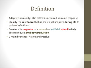 Adaptive immunity (1).pptx | Infectious Diseases | Diseases and Conditions