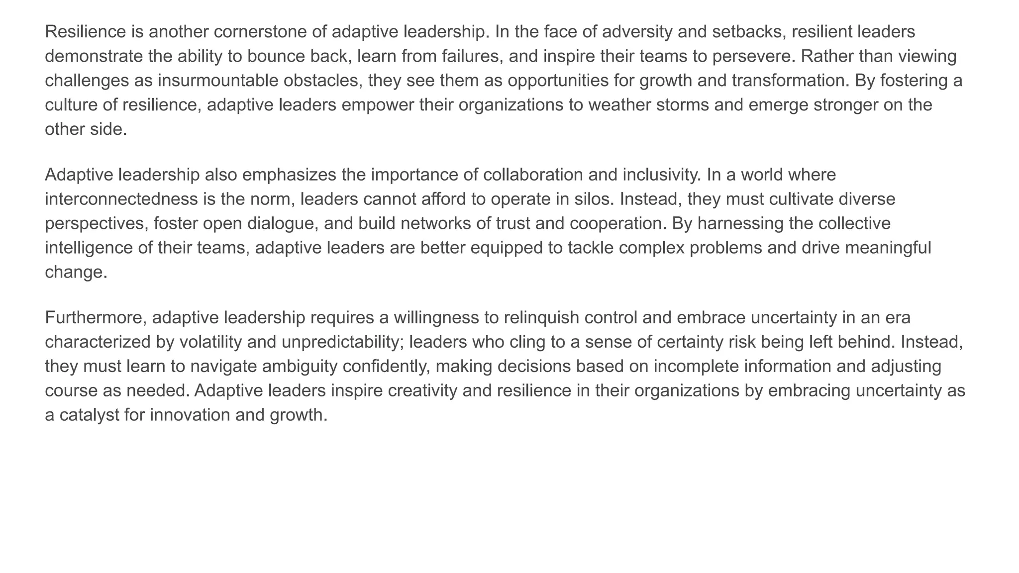 Adaptive Leadership Responding to Complex Challenges with Flexibility ...