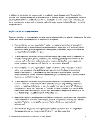 Adaptive leadership toolkit | PDF