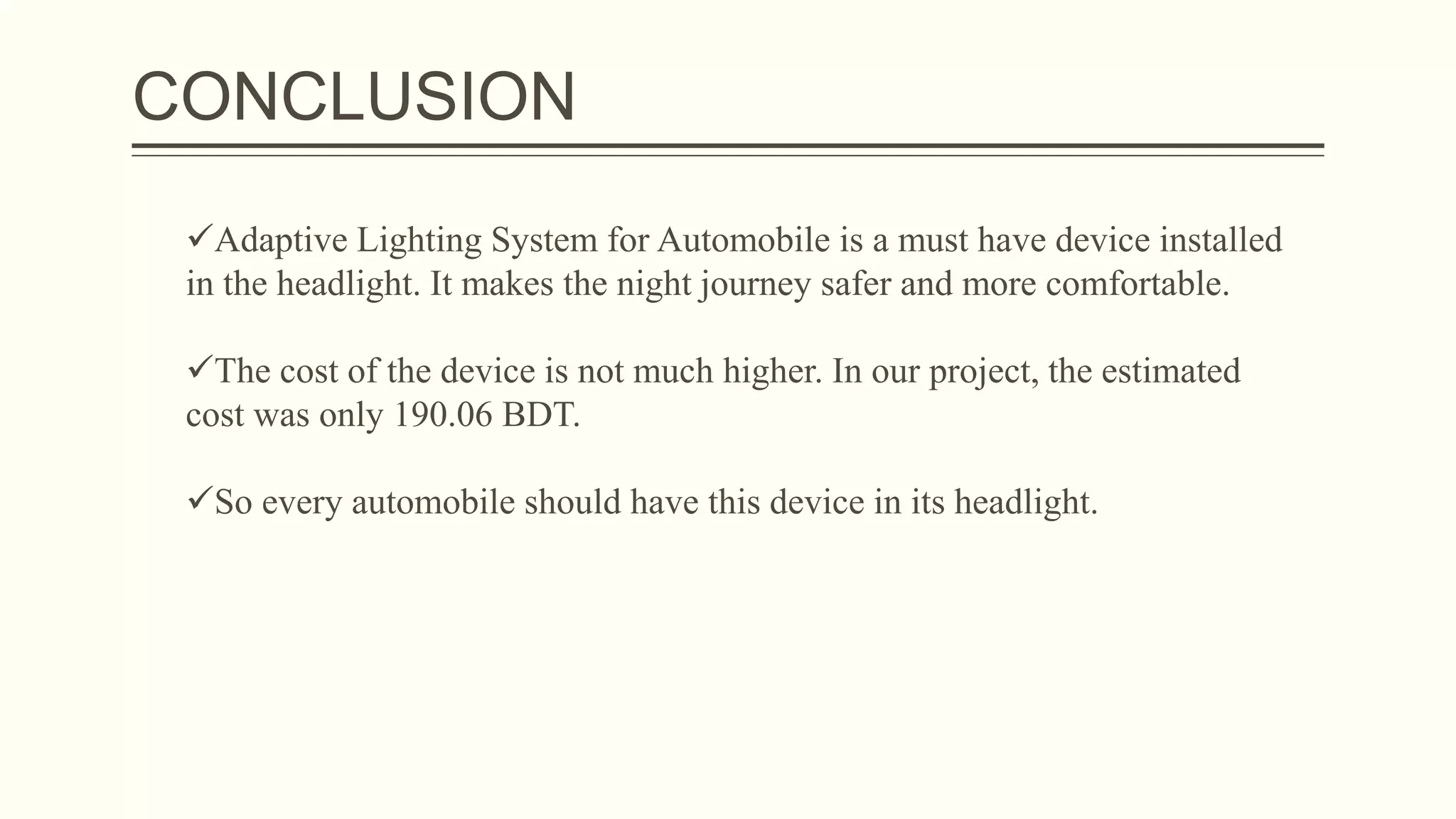 Adaptive lighting system for automobiles | PPTX
