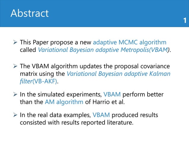 論文紹介 Adaptive metropolis algorithm using variational bayesian | PPT