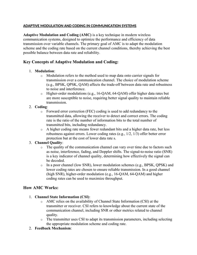 Adaptive Modulation And Coding In Communication Systems Docx