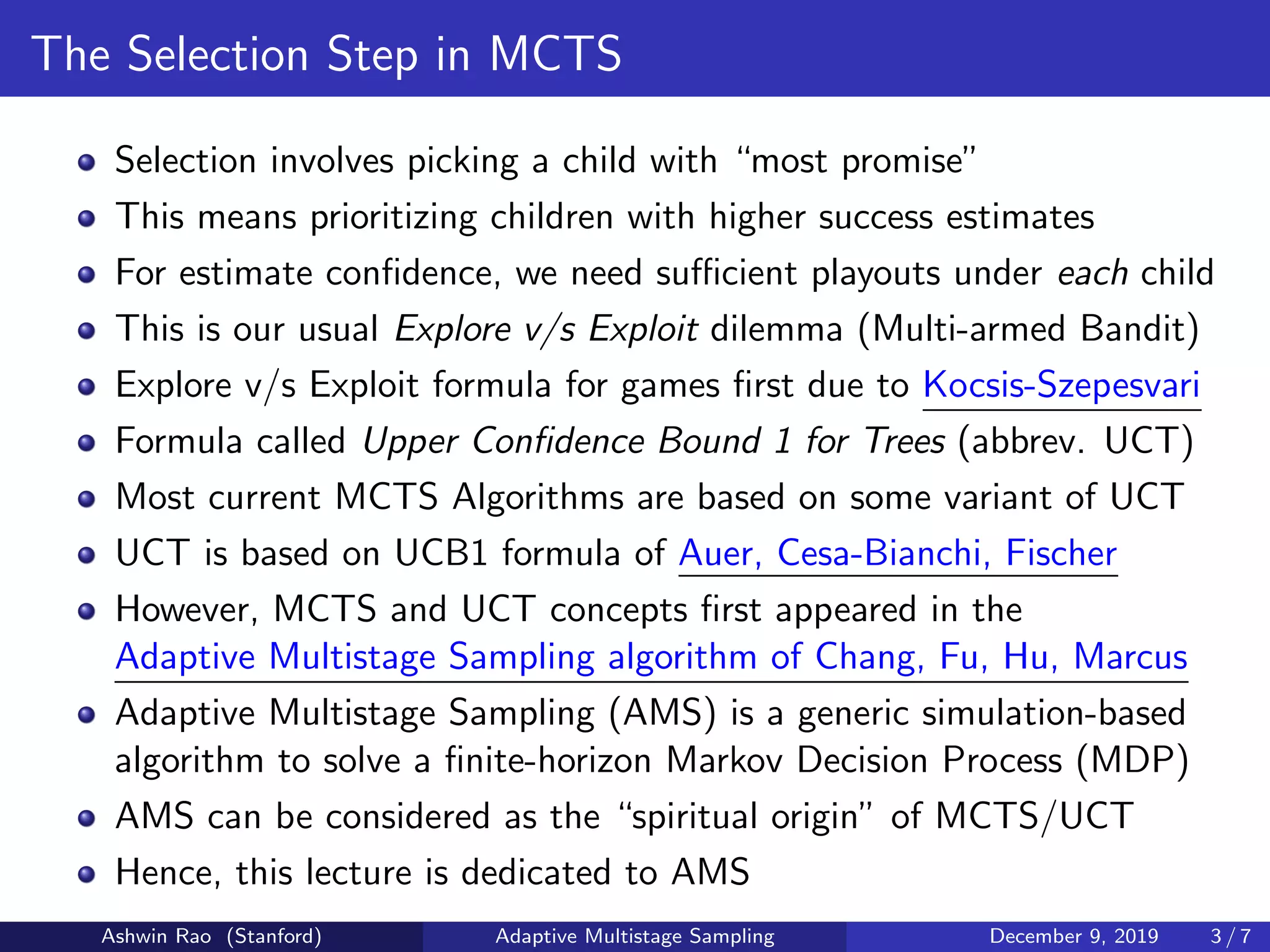 Adaptive Multistage Sampling Algorithm: The Origins of Monte Carlo Tree ...