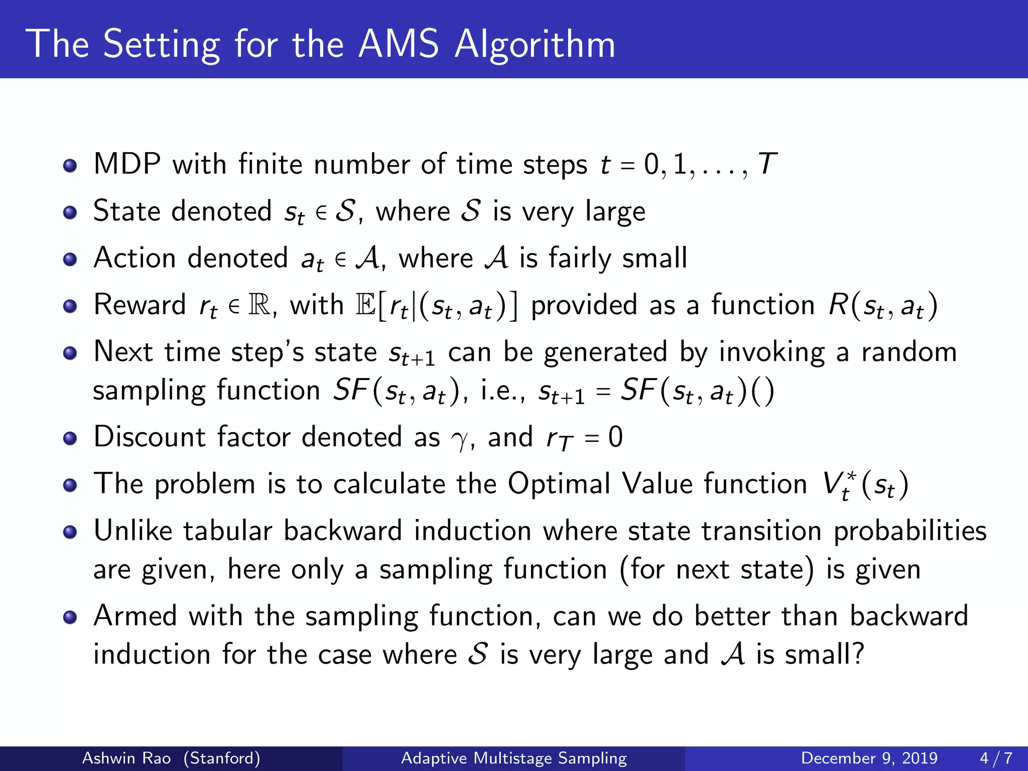 Adaptive Multistage Sampling Algorithm: The Origins of Monte Carlo Tree Search | PPT