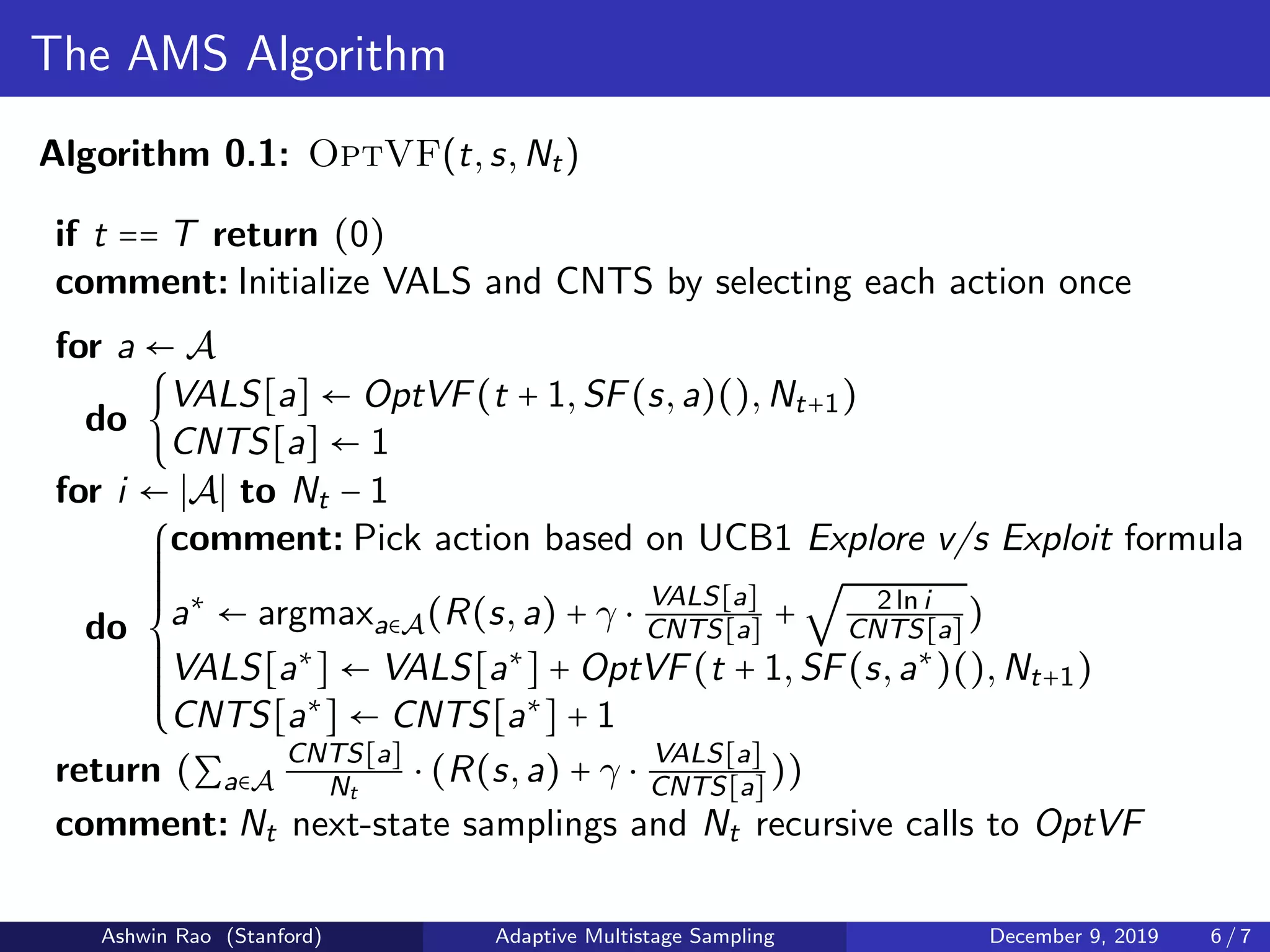 Adaptive Multistage Sampling Algorithm: The Origins of Monte Carlo Tree Search | PPT