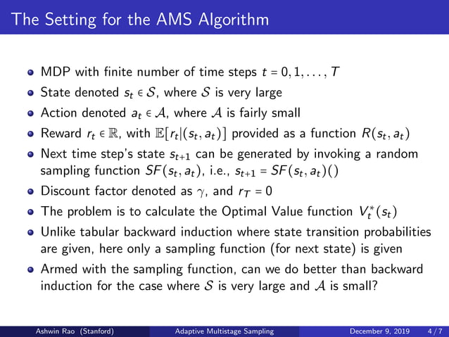 Adaptive Multistage Sampling Algorithm: The Origins of Monte Carlo Tree Search | PPT