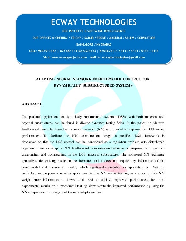Adaptive Neural Network Feedforward Control For Dynamically Substructured Systems