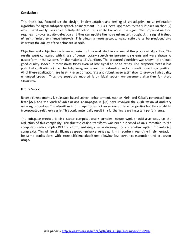 Adaptive noise estimation algorithm for speech enhancement | PDF