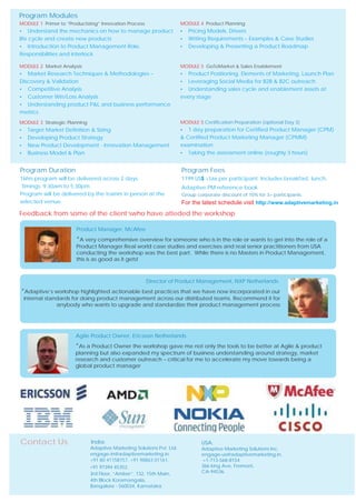 Adaptive Advanced Product Mgmt & Marketing Workshop | PDF