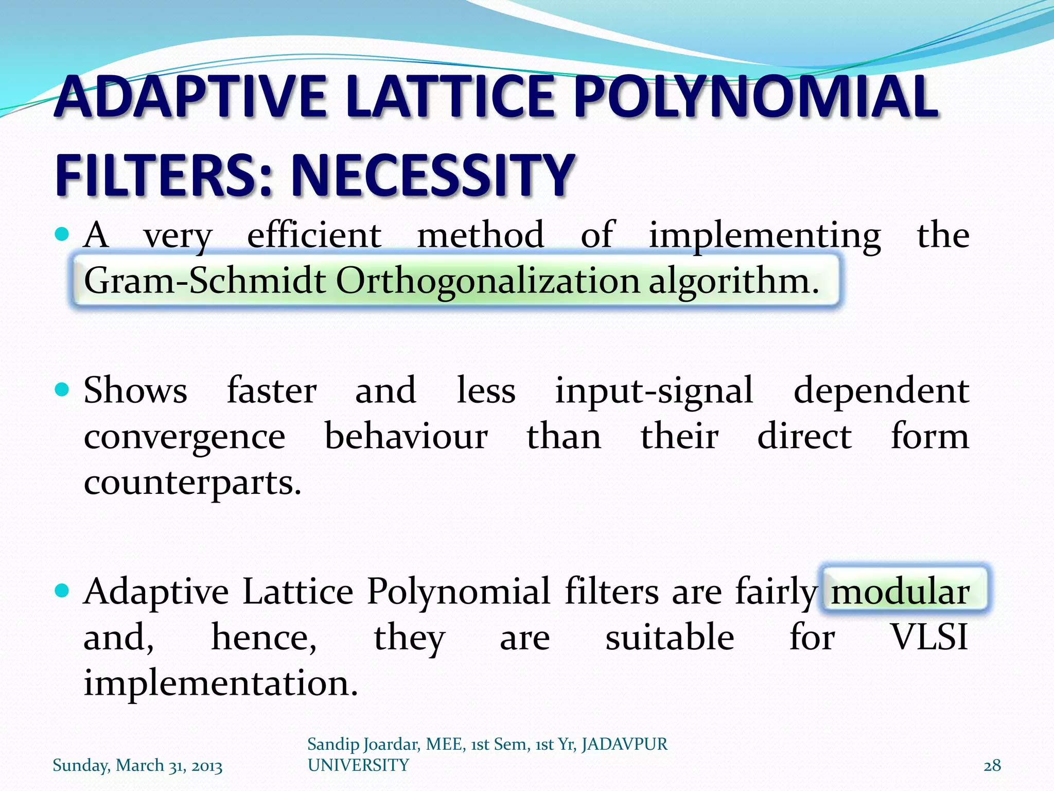 Adaptive polynomial filters | PPTX