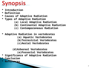 Adaptive Radiation in Vertebrate: Aquatic, Arboreal, fossorial | PPT