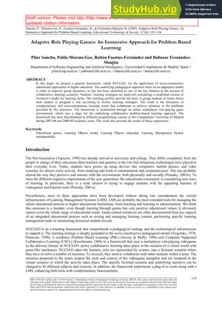 Adaptive Role Playing Games for Problem Based Learning | PDF