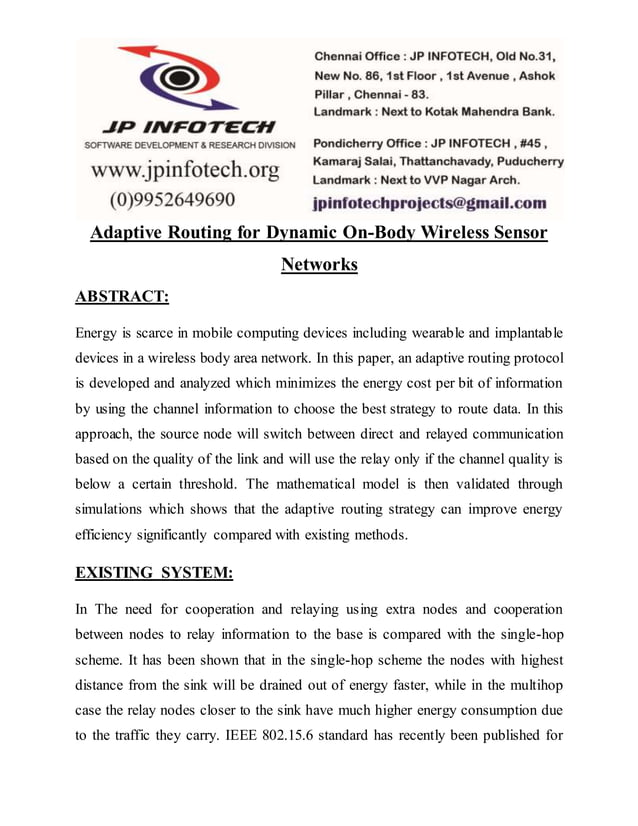 Adaptive routing for dynamic on body wireless | DOCX