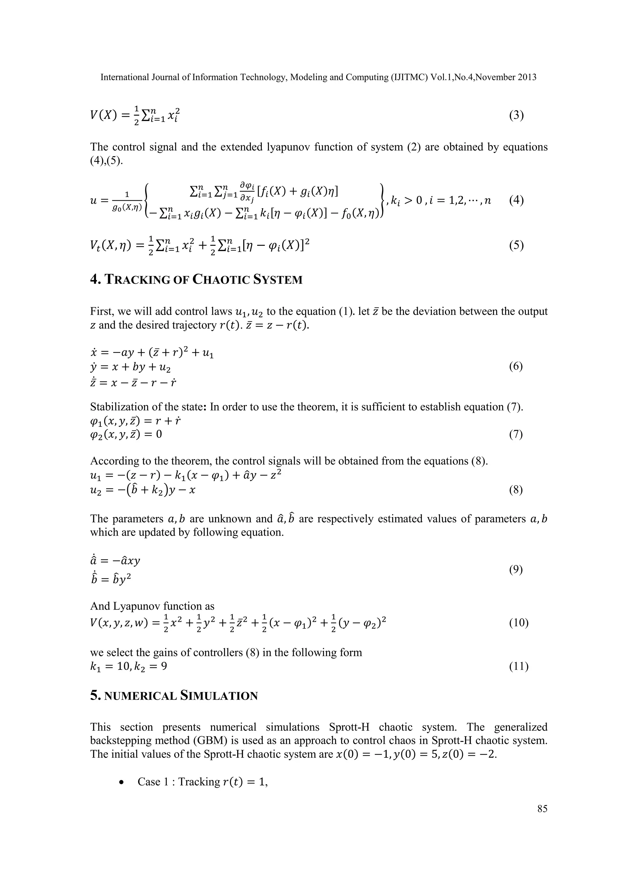 Adaptive tracking control of sprott h system | PDF