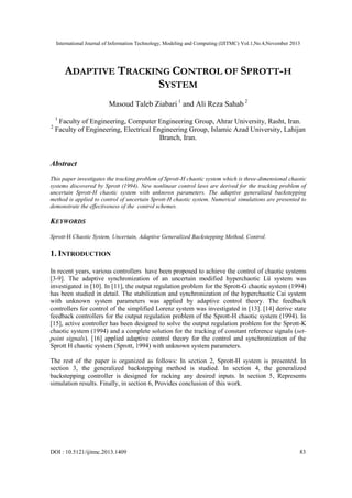 Adaptive tracking control of sprott h system | PDF