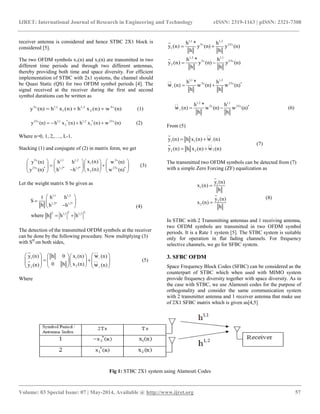 Adaptive transmit diversity selection (atds) based on stbc and sfbc fir 2 x1 mimo ofdm systems | PDF