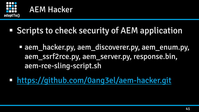 Securing AEM webapps by hacking them | PPT